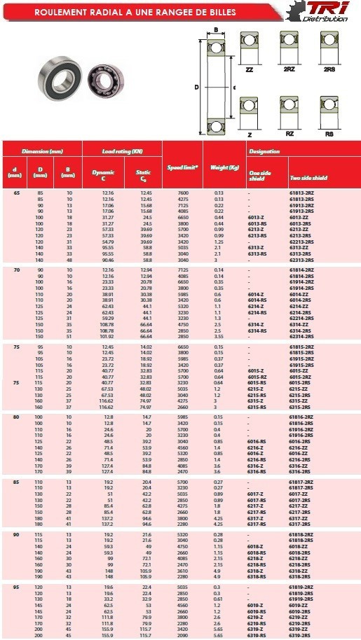 ROULEMENTS SERIE 6200