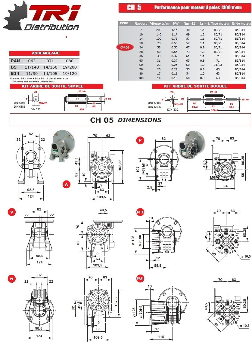Réducteur type : CH 05 P,roue, et, vis, san,s fin, Serie, CH05P ...